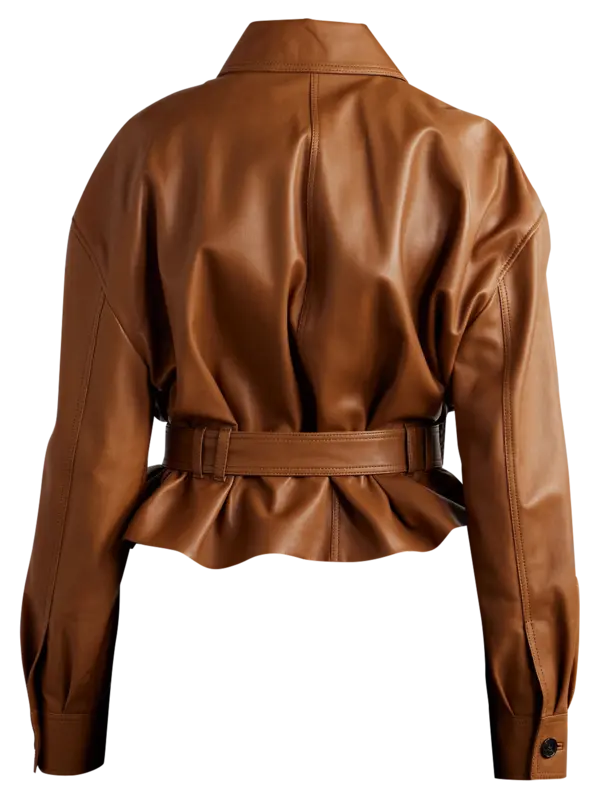 Saint Laurent Belted Leather Jacket - Brown