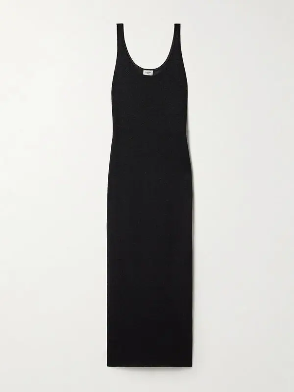 Saint Laurent Metallic Knitted Maxi Dress
