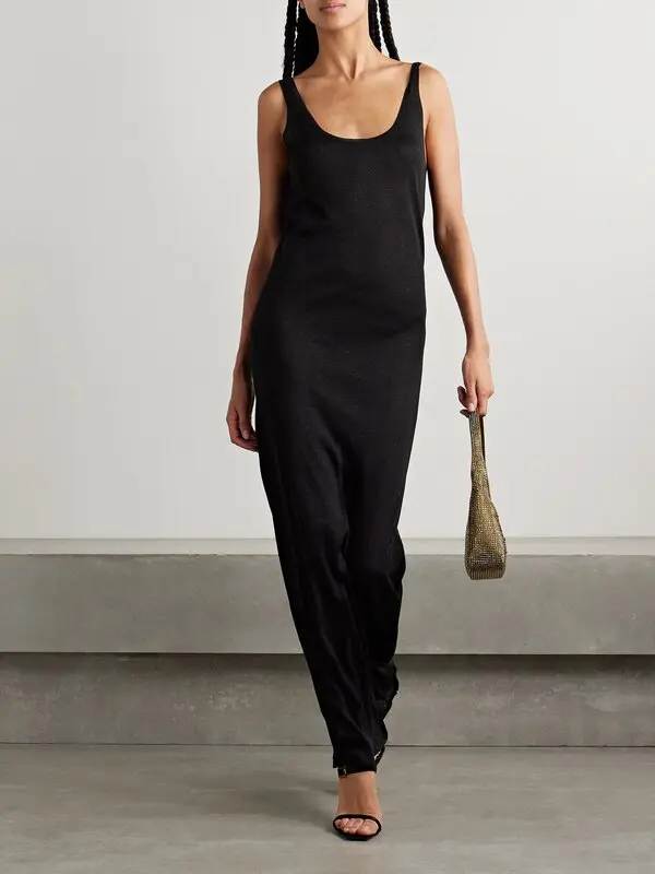 Saint Laurent Metallic Knitted Maxi Dress