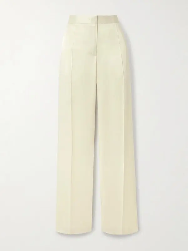 JIL SANDER Pleated Satin Straight-leg Pants