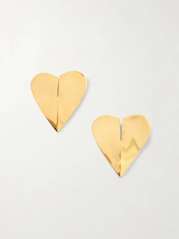 Alaïa Torn Heart Oversized Earrings - Gold