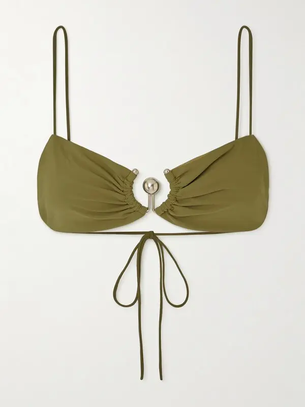 Christopher Esber Orbit Embellished Bikini Top - Green