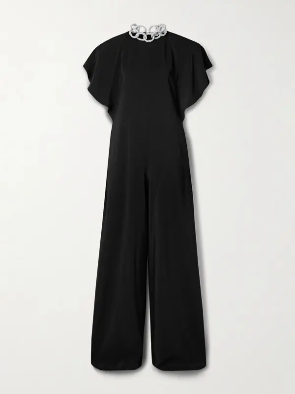 Stella McCartney Crystal-embellished Crepe Jumpsuit - Black
