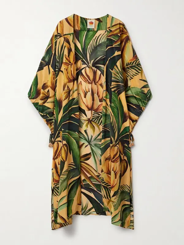 Farm Rio Printed Satin Coverup - Yellow