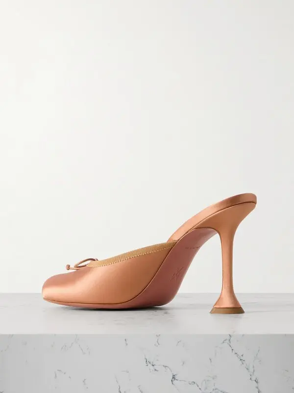 Amina Muaddi Lila Satin Mules - Neutrals