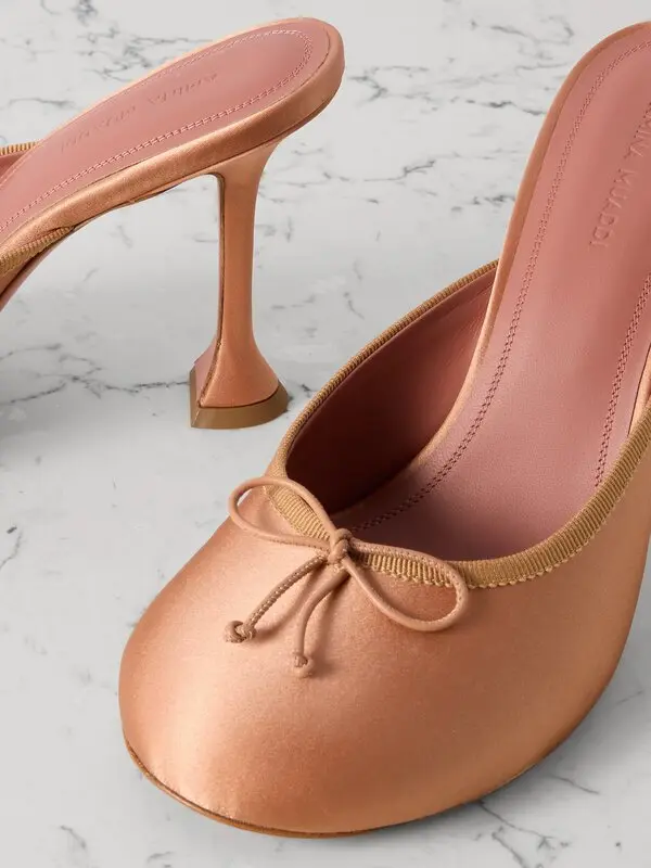 Amina Muaddi Lila Satin Mules - Neutrals