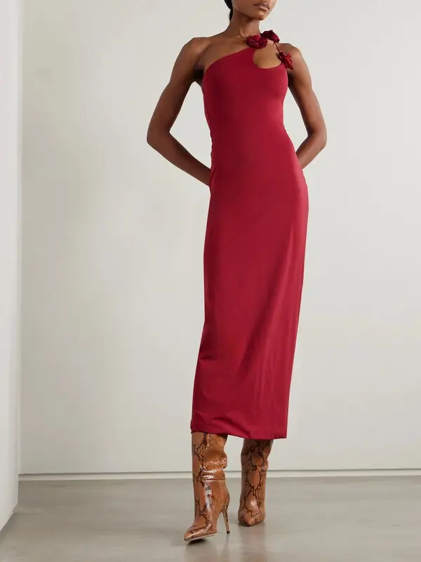 maygel coronel red dress Maygel Coronel CelosíA One-Shoulder AppliquéD Midi Dress In Red - 50% Off