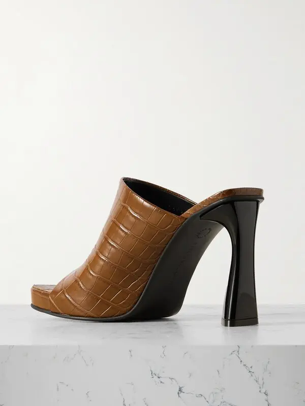 Stella McCartney Elsa Glossed Croc-effect Mules