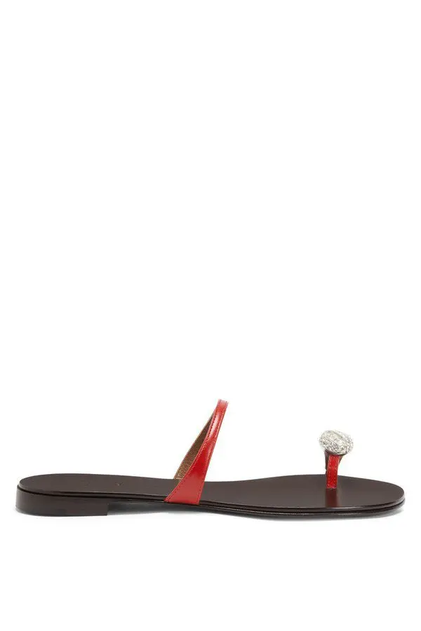 GIUSEPPE ZANOTTI Icon Ring Flat Sandal - Red