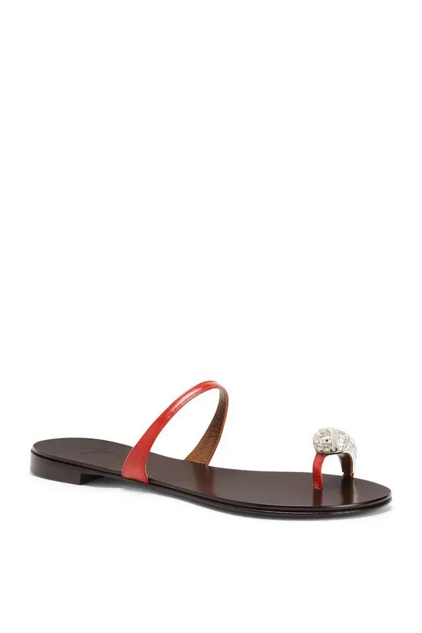 GIUSEPPE ZANOTTI Icon Ring Flat Sandal - Red