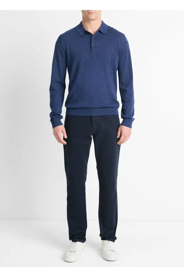 Vince Wool Polo Sweater - Blue