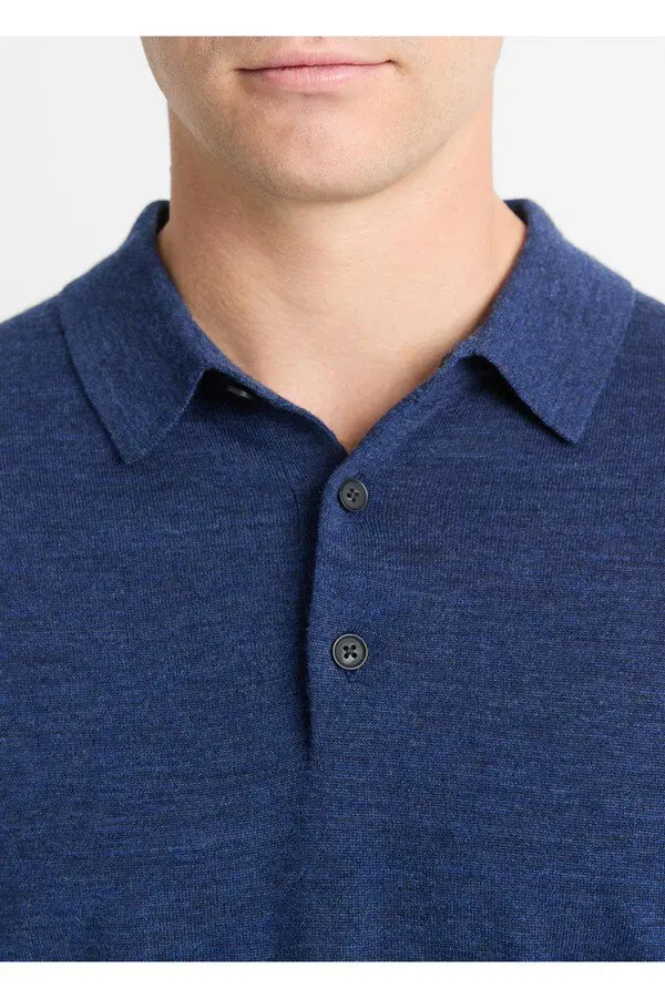 Vince Wool Polo Sweater - Blue