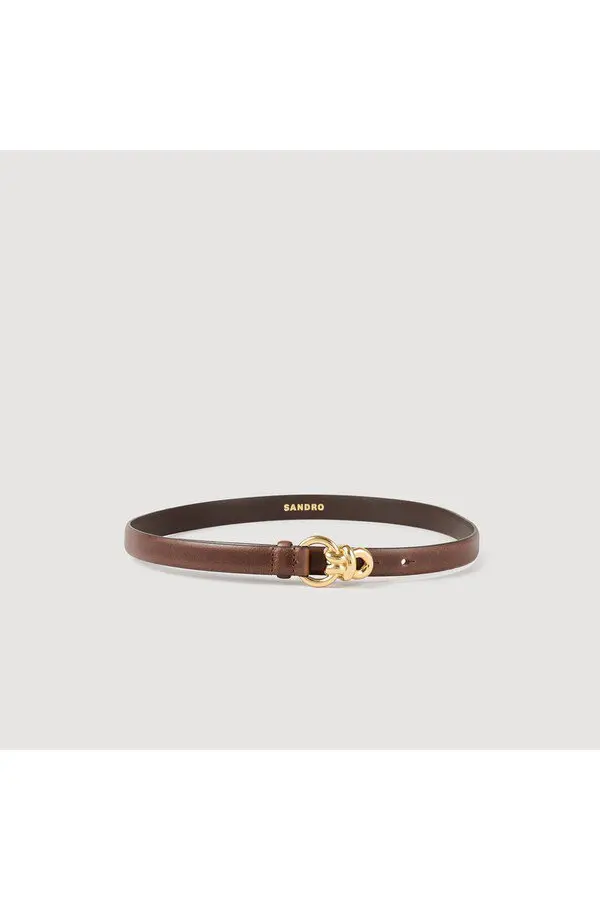 Sandro Slim Leather Belt - Natural