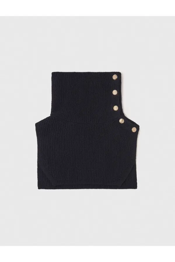 Maje Button-up Wool Mix Collar Wrap - Black