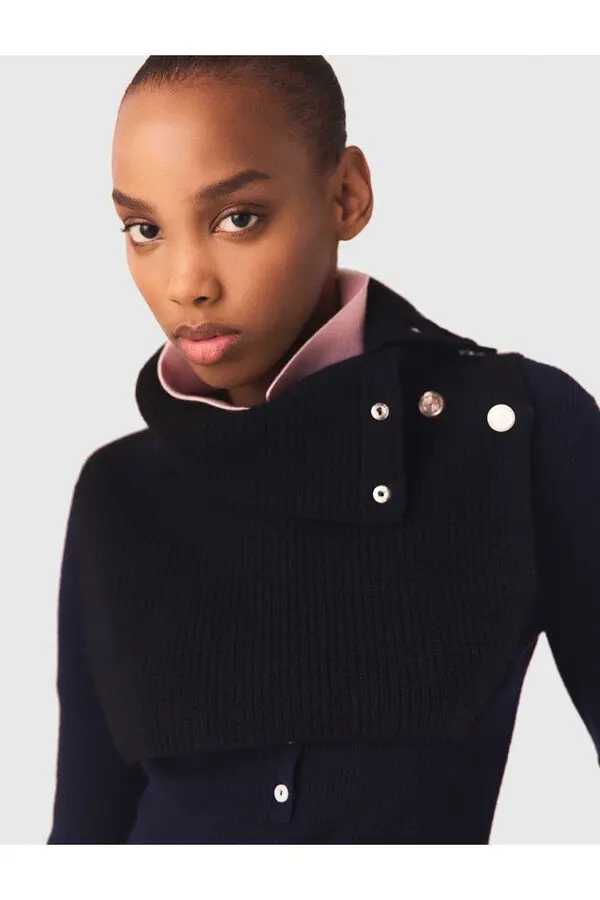 Maje Button-up Wool Mix Collar Wrap