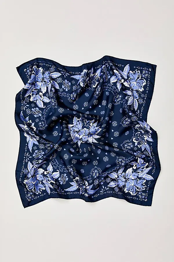 Free People Call It Your Name Silk Scarf In Navy - 43% Off