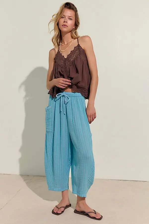 Free People Quinn Striped Pants - Fern Combo