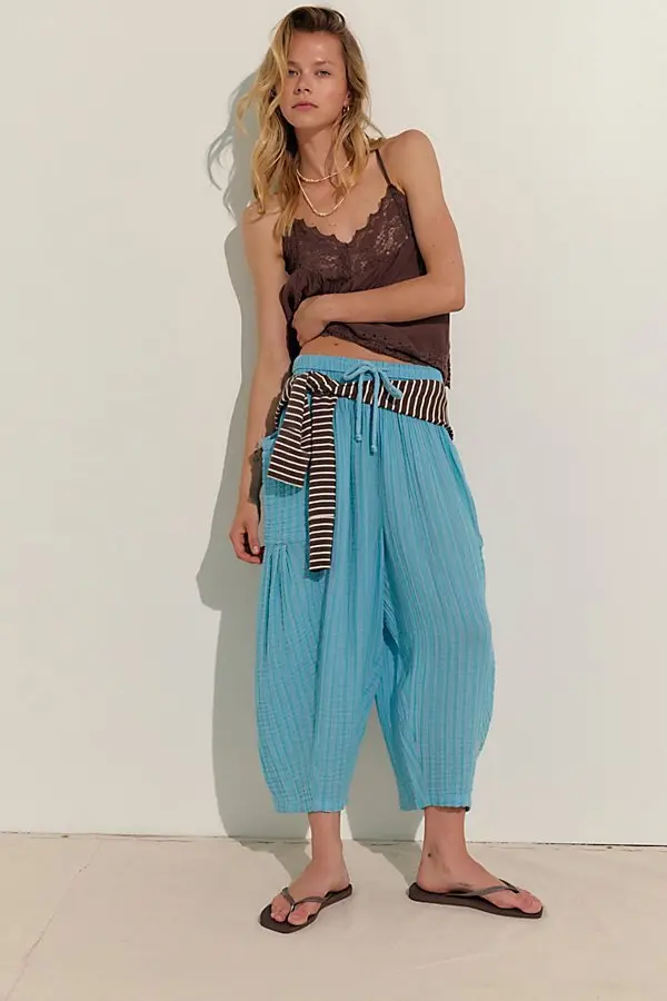 Free People Quinn Striped Pants - Fern Combo