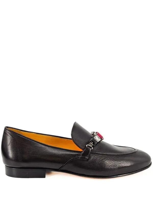 MADISON MAISON Jeweled Leather Loafers - Black
