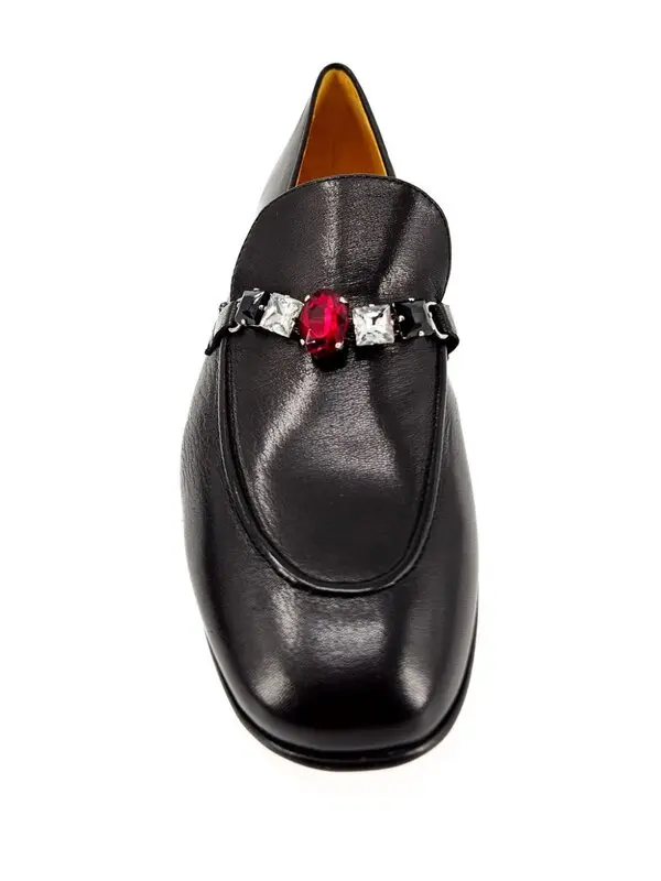 MADISON MAISON Jeweled Leather Loafers - Black