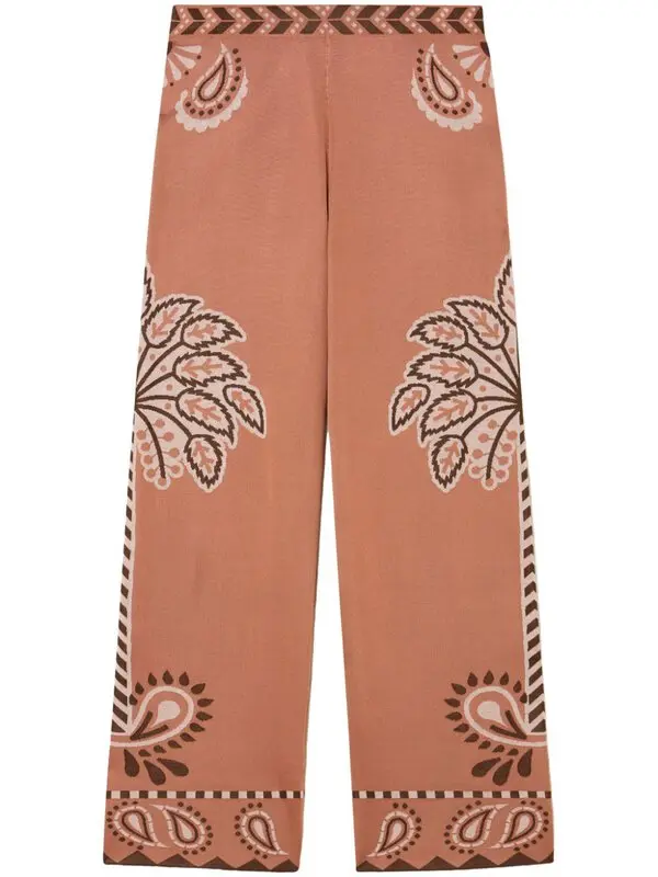 Alanui Wild Wonder Foulard Palazzo Pants - Neutrals
