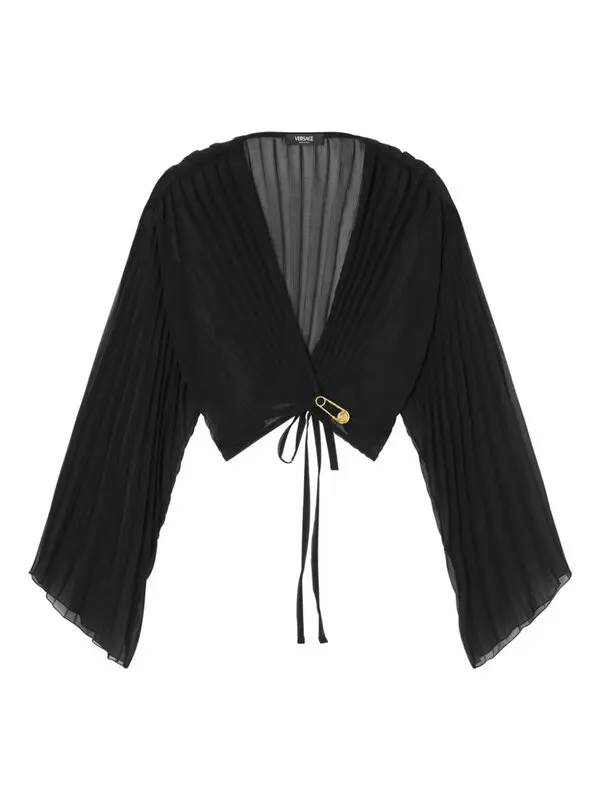 Versace Safety Pin Cover-up Pleated Top