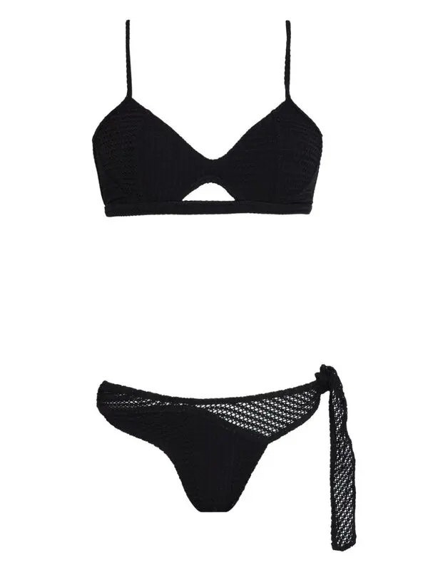 AMIR SLAMA X Jade Picon Waffle-effect Bikini - Black