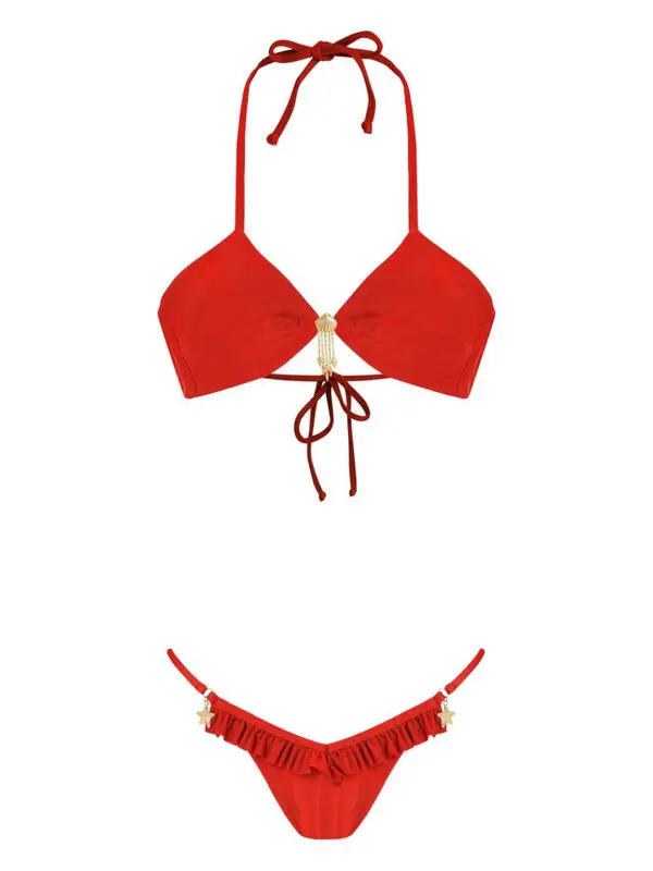 AMIR SLAMA X Jade Picon Shell-charms Bikini - Red