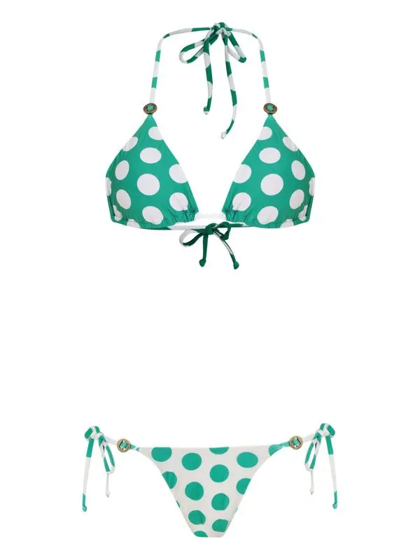 AMIR SLAMA X Jade Picon Polka-dot Bikini - Green