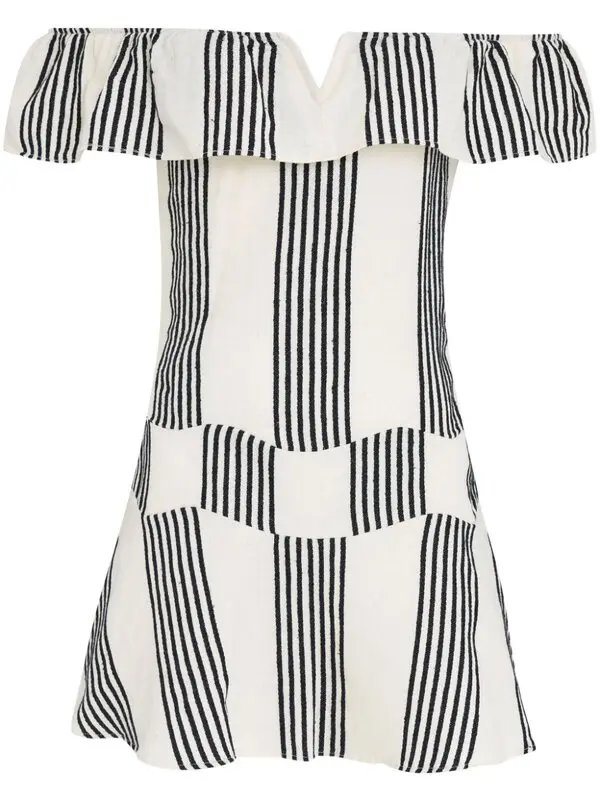 AMIR SLAMA Striped Mini Dress - White