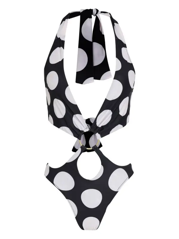 AMIR SLAMA Polka Dot-print Swimsuit - Black