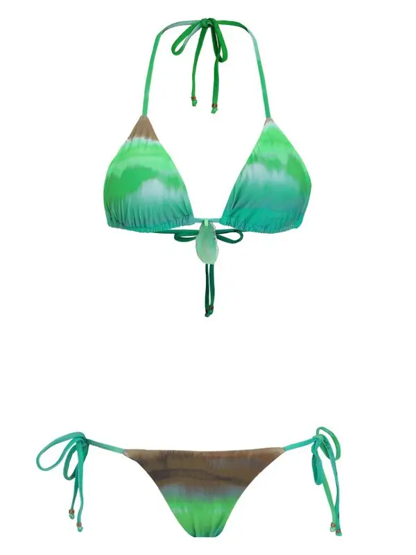 AMIR SLAMA Tie-dye Triangle Bikini - Green