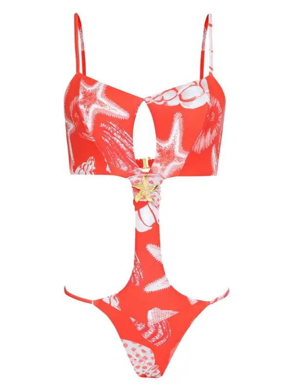 AMIR SLAMA Starfish-print Swimsuit - Red