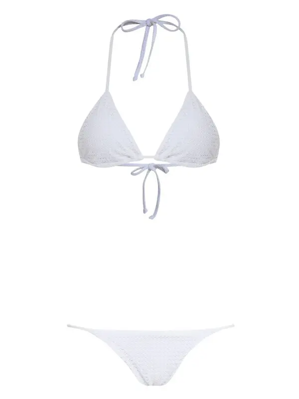 AMIR SLAMA X Jade Picon Waffle-effect Bikini - White