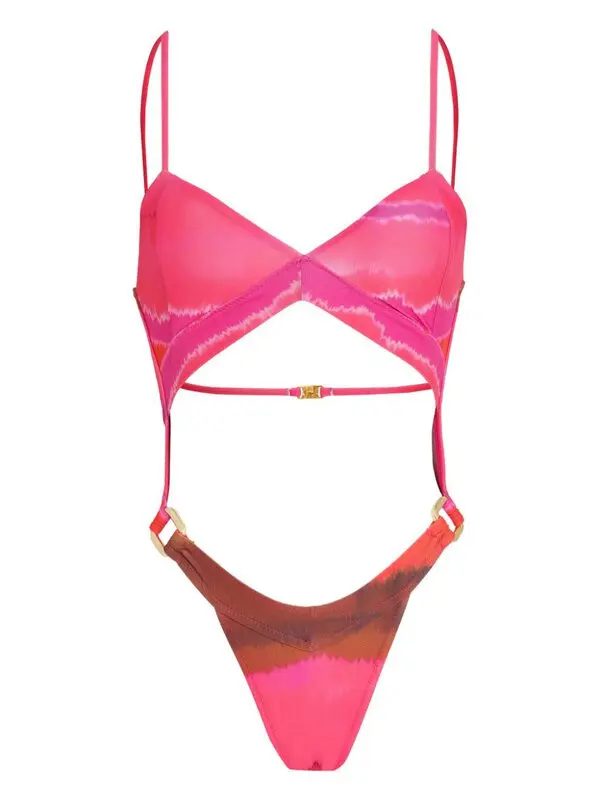 AMIR SLAMA Tie-dye High-waisted Swimsuit - Pink
