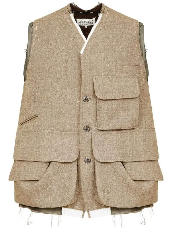 MAISON MARGIELA Cargo Wool Vest - Neutrals