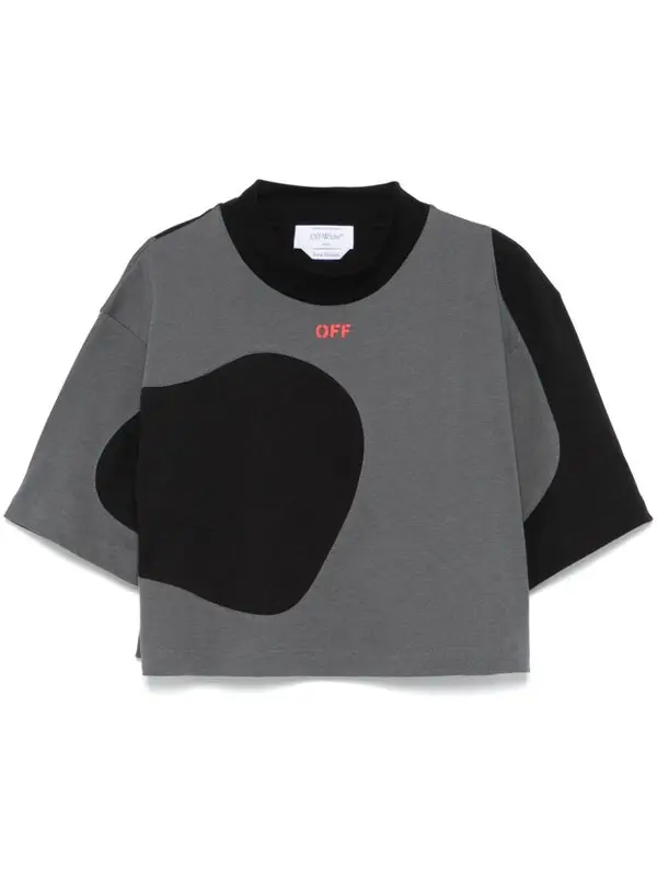 Off-White Color-block Cropped T-shirt