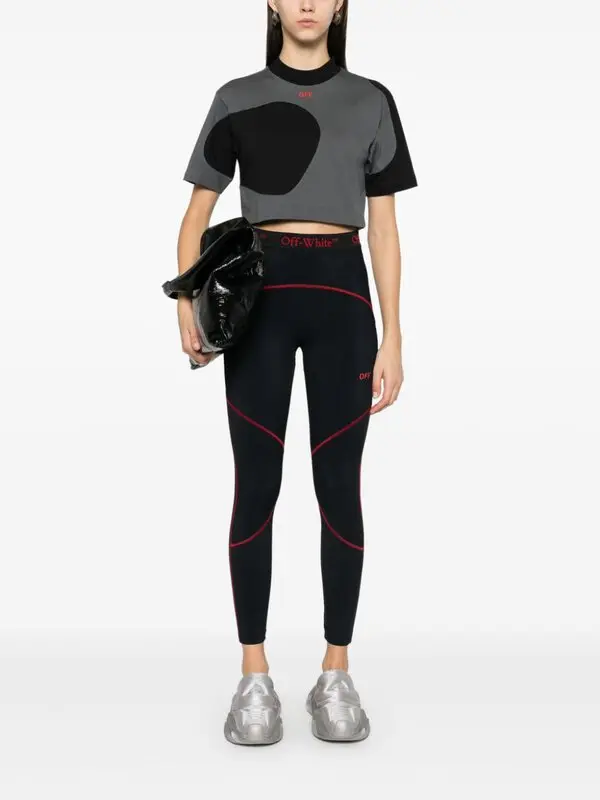 Off-White Color-block Cropped T-shirt