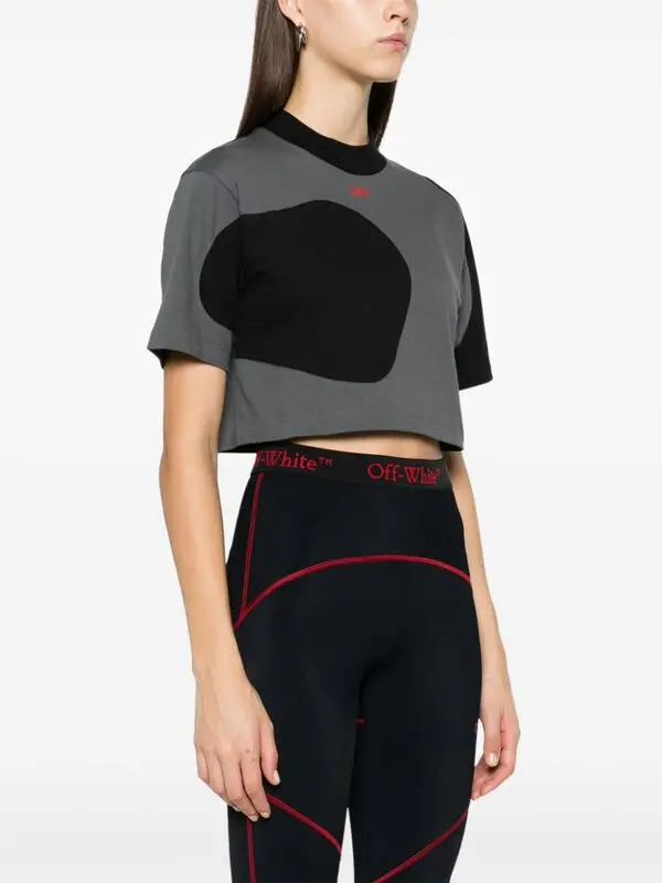 Off-White Color-block Cropped T-shirt