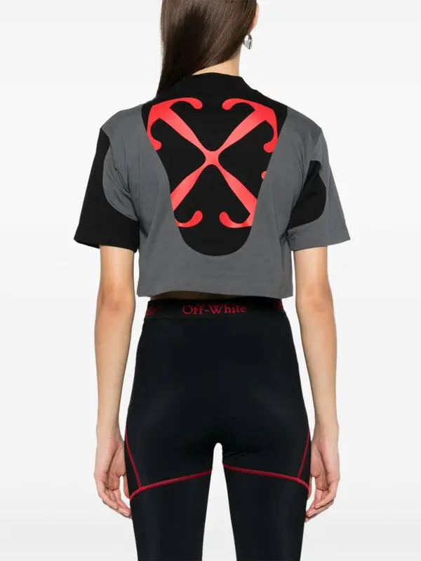 Off-White Color-block Cropped T-shirt