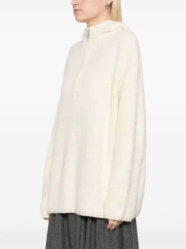 B+AB Hooded Half Zip Sweater - White