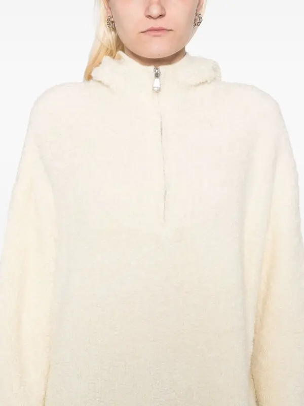 B+AB Hooded Half Zip Sweater - White