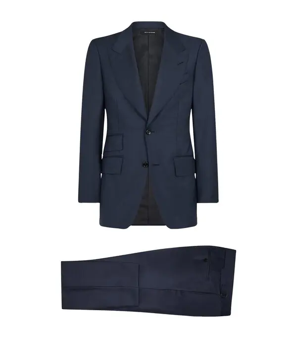 TOM FORD Wool Super 110s Sharkskin Shelton 2-piece Suit - Navy