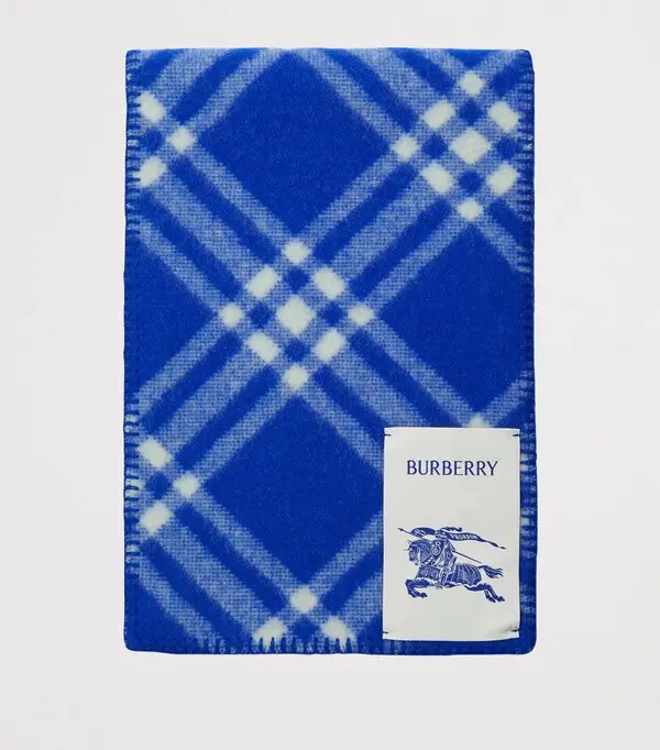 Burberry Wool Check Scarf - Blue