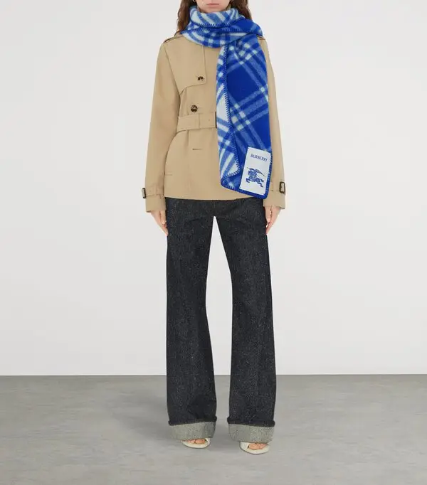 Burberry Wool Check Scarf - Blue