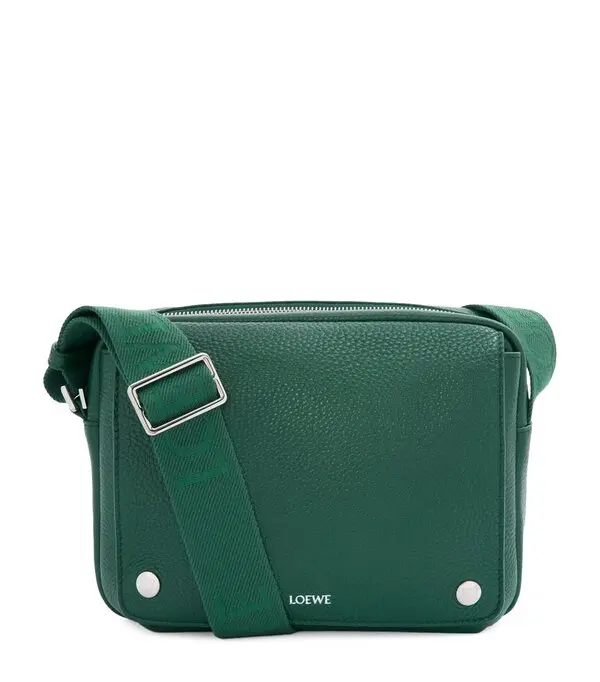 Loewe Xs Leather Pebble Messenger Bag - Green