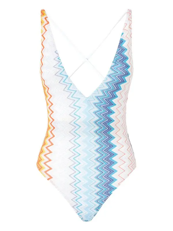 Missoni Zigzag One Piece Swimsuit - White