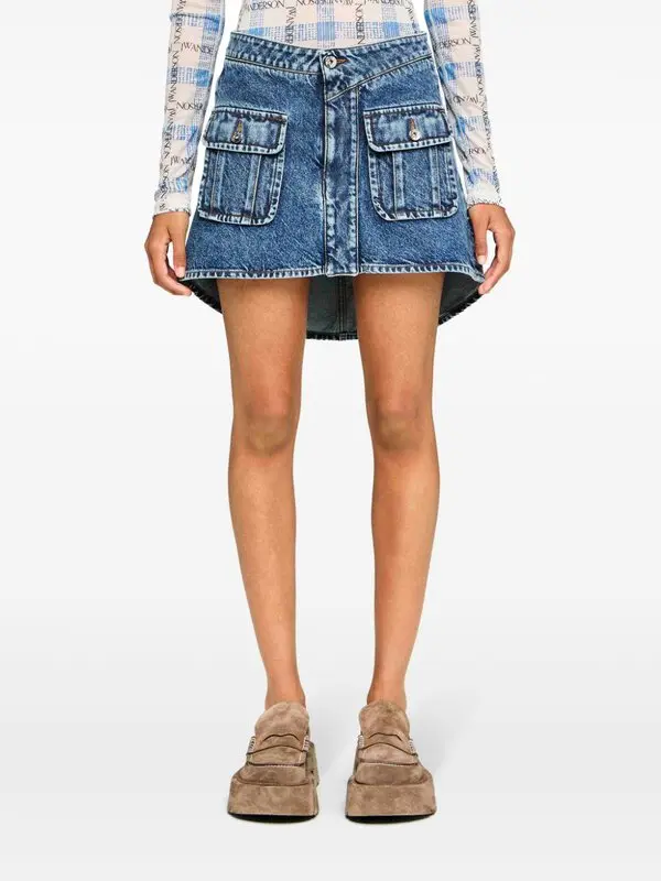 JW Anderson Curved Mini Denim Skirt - Blue