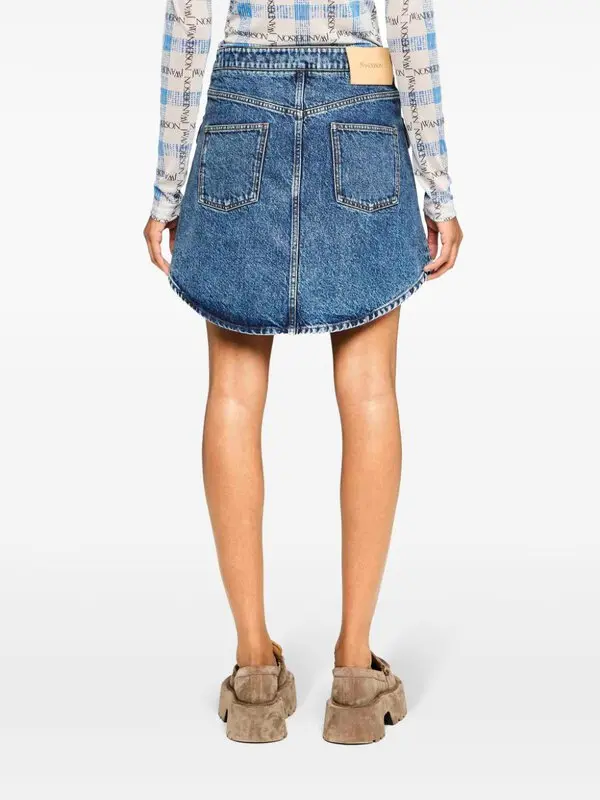 JW Anderson Curved Mini Denim Skirt - Blue