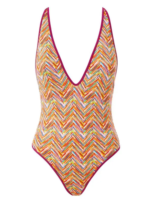 Missoni Zigzag-print One-piece Swimsuit - Orange